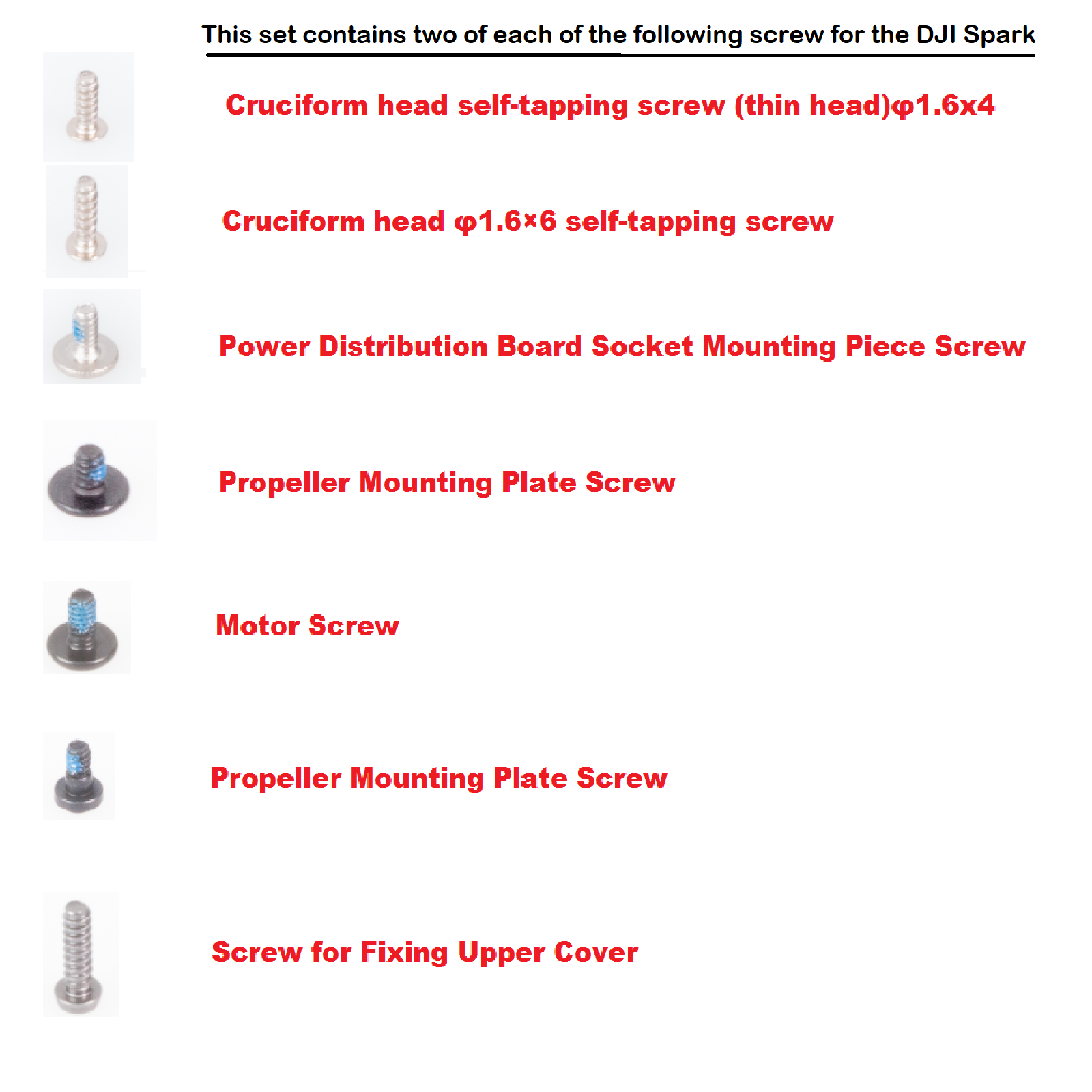 DJI Spark Drone Repair Screw Set Total of 14 Screws Motor, Propeller U ...